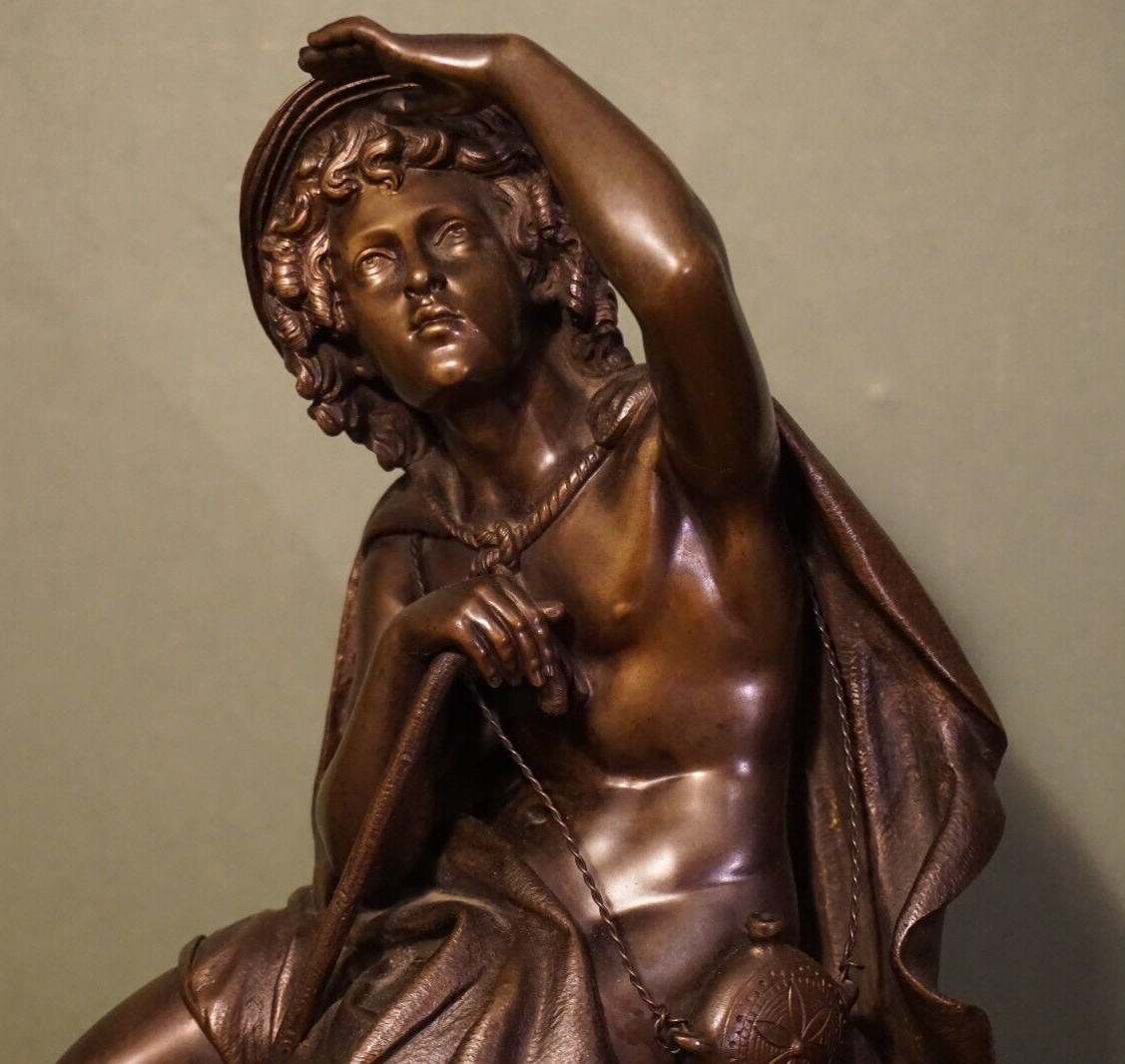 Large Fine Bronze Antique Impressive Neo Classical Sculpture Pilgrim ...