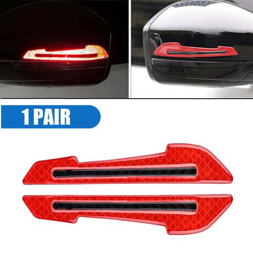 2x Reflective Red Carbon Fiber Car Side Mirror Warning Sticker Trim ...
