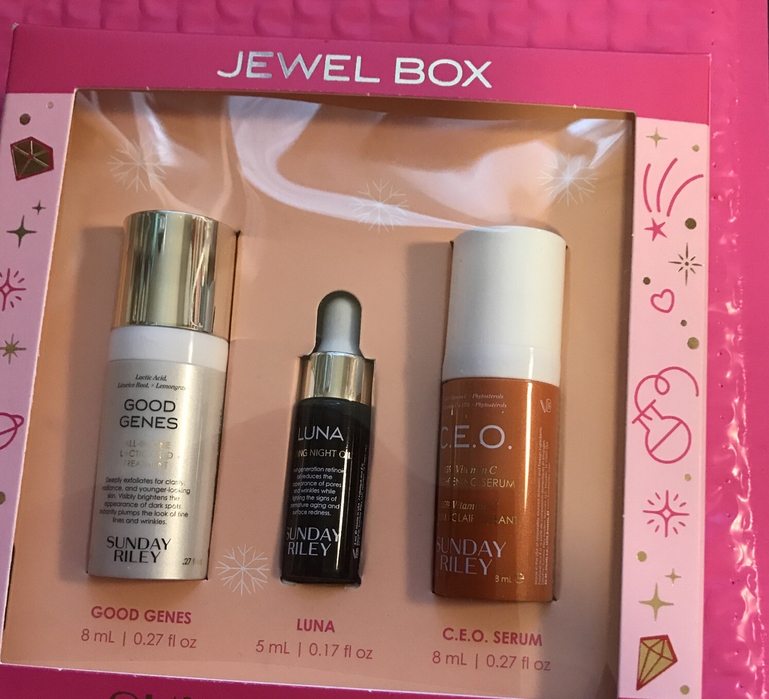 NIB SUNDAY RILEY Jewel Box Kit: Good Genes CEO C.E.O. Serum Luna Night ...