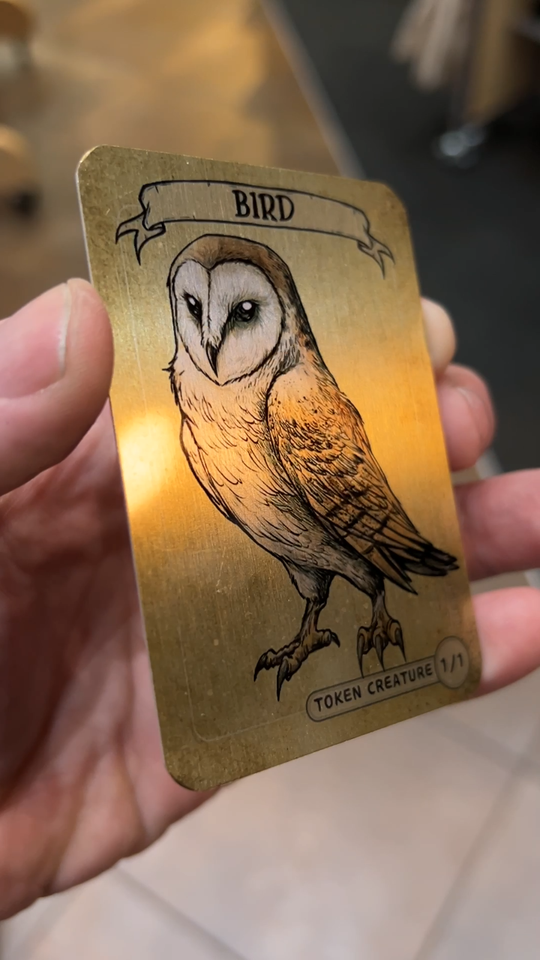 Bird Owl Metal Token Magic Card | Hand-Drawn Fantasy Proxy Art on ...