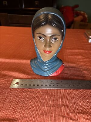 VINTAGE LEGO of JAPAN HEAD BUST WOMAN IN HEAD SCARF CHALKWARE | eBay