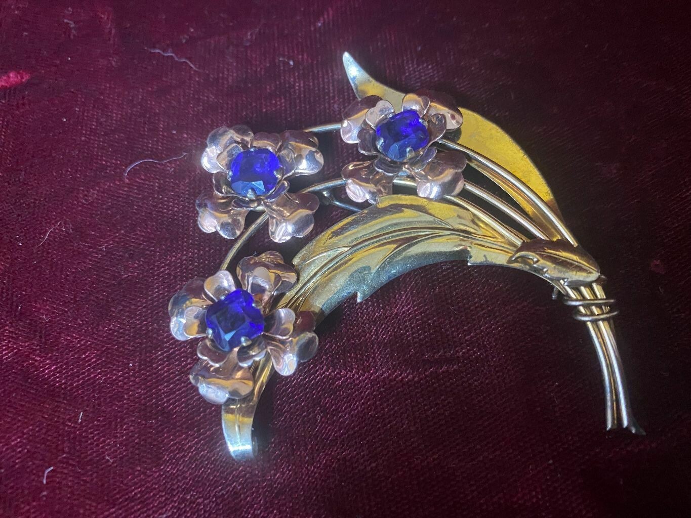 Vintage Signed Harry Iskin 1/20 10K Gold Filled Floral Rhinestone Pin ...