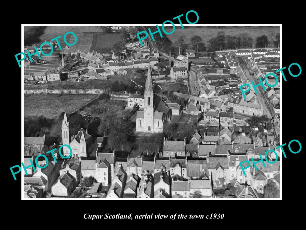 OLD 8x6 HISTORIC PHOTO OF CUPAR SCOTLAND AERIAL VIEW OF THE TOWN c1930 ...