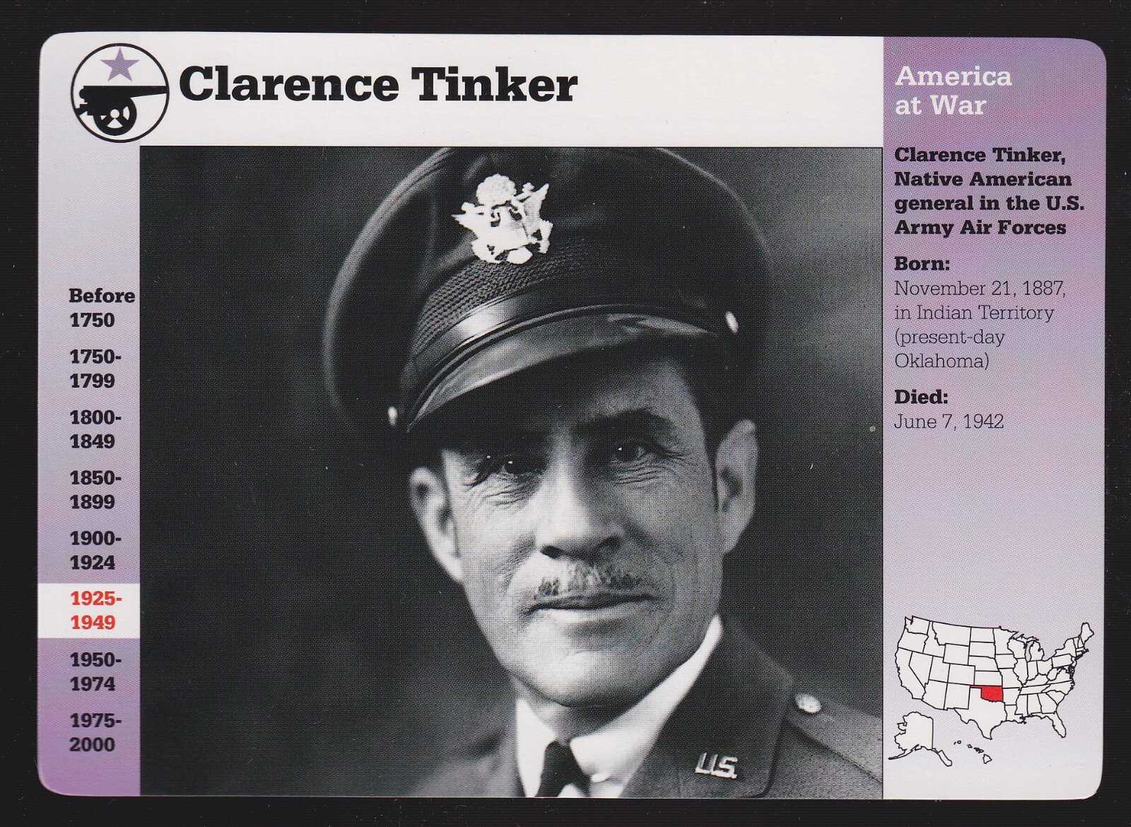 GENERAL CLARENCE TINKER WW2 Air Force Photo 1996 GROLIER STORY OF ...