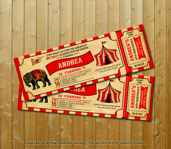 Circus Ticket Invitations
