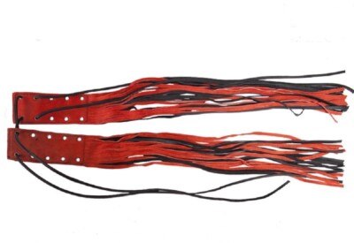 Leather Motorcycle Brake or Clutch Cover with Fringe-Orange and Black ...