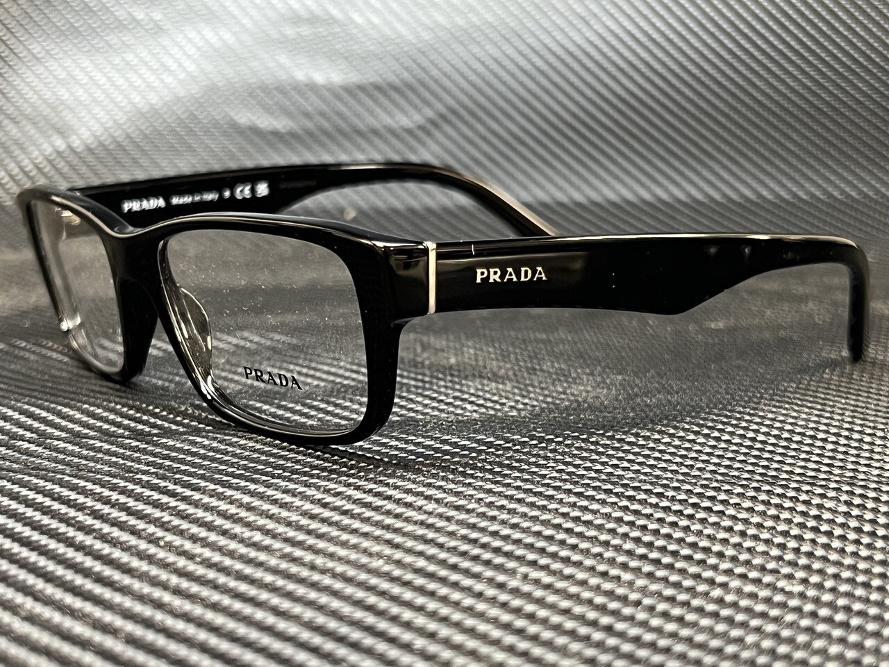 PRADA PR 16MV 1AB1O1 Gloss Black Rectangle 55 mm Men's Eyeglasses | eBay