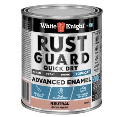 White Knight Rust Guard GLOSS Neutral Quick Dry Advanced Enamel Paint ...