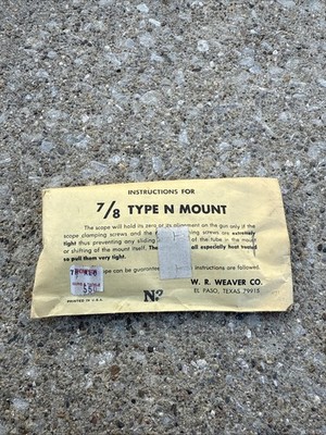 Weaver Type N 7/8” N3 Side Scope Mount NOS | eBay