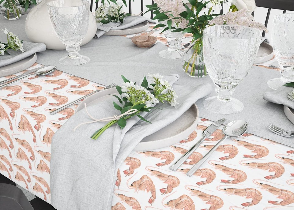 Sea Prawn Shrimp Watercolor Pattern Pattern - Rectangle Oblong Linen ...