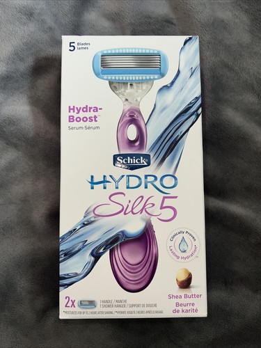 Schick Hydro Silk 5 Hydra-Boost Razor Handle + 2 Cartridges with Shea ...
