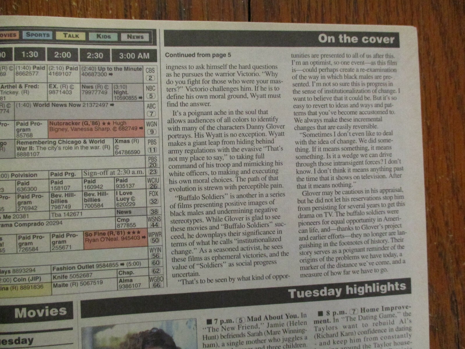 December 7, 1997 Chicago Tribune TV Week Magazine(DANNY GLOVER/BUFFALO ...