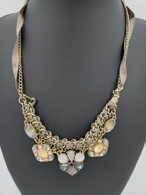 Vintage Fashion Necklace Signed LC Gold Tone Vintage Style Crystal ...