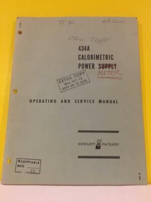 HP 00434-90006 434A Calorimetric Power Meter Operating and Service ...