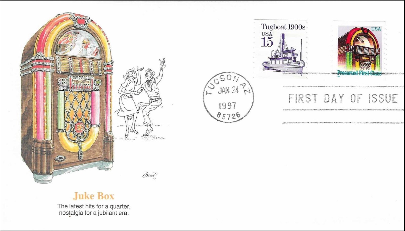 Juke Box Nostalgia Mix Music Record Player 1889 USA Fleetwood FDC 1997 ...