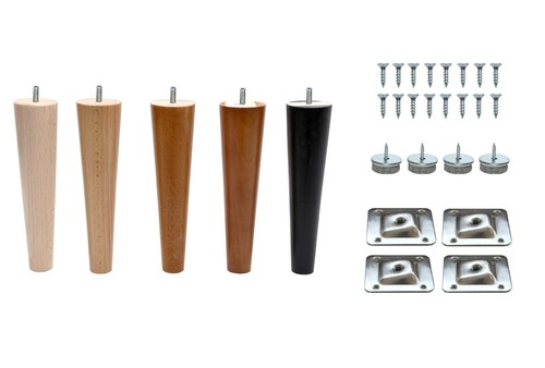 4x Wooden Round Furniture Tapered Legs Feet For Sofa Table Chair 5'' to ...