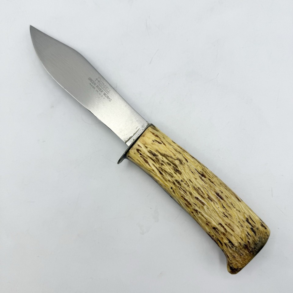 J. Russell Knife - Green River Works Bowie Stag Handle W/ Leather ...
