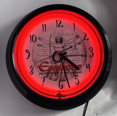 Rare Dealer Epiphone Neon Clock! “Performance is our passion”!Works! | eBay
