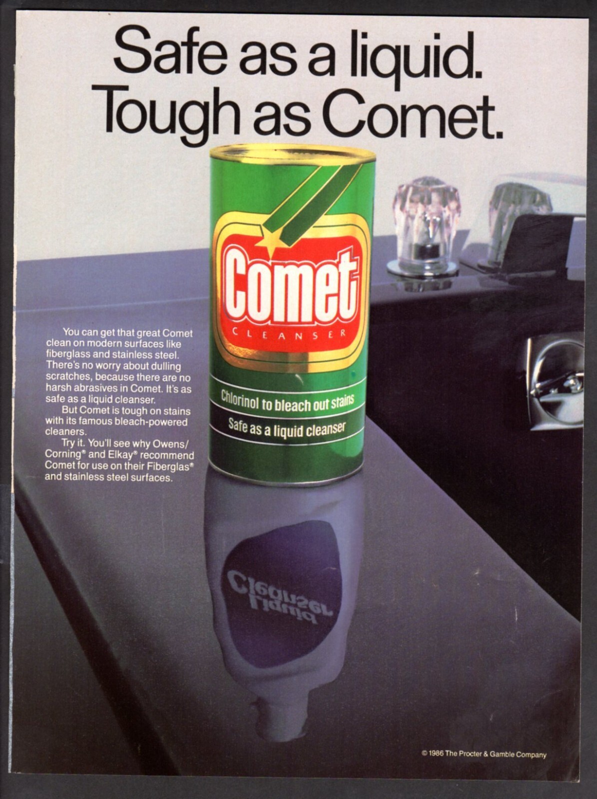 Vintage advertising print ad Comet cleanser Safe as Liquid Tough as ...