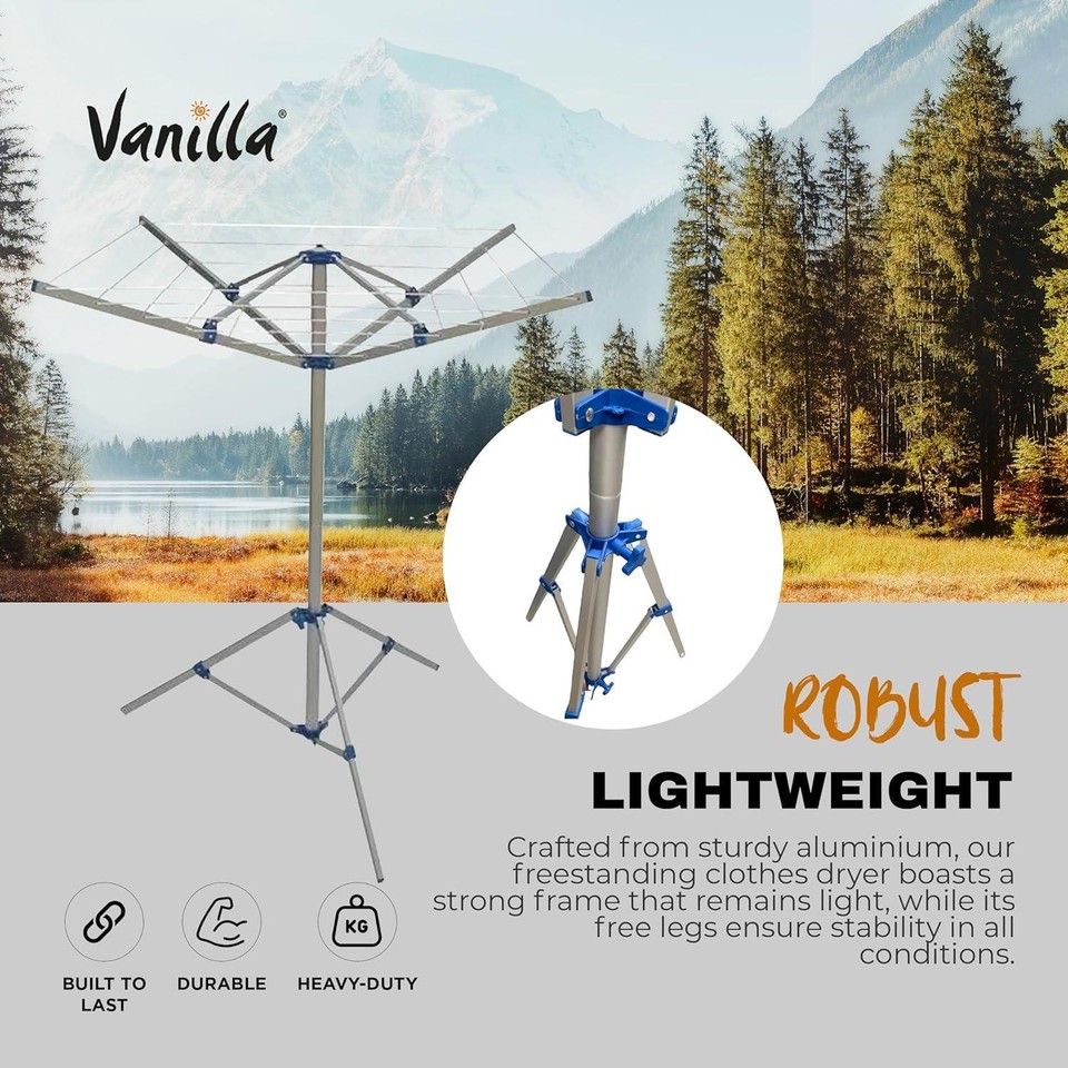 Free Standing Airer Portable Caravan Rotary Washing Line 4 Arm ...