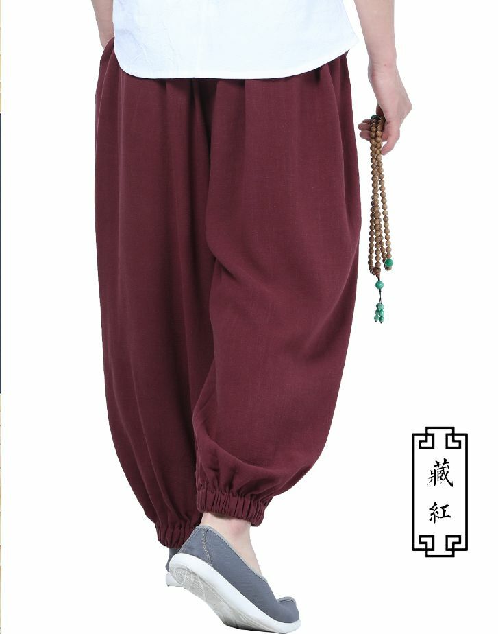 Cotton buddhist zen lay meditation trousers shaolin monk kung fu pants ...