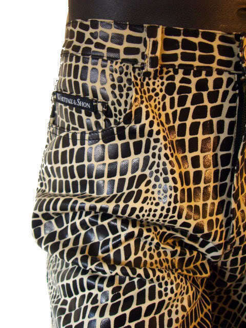 ANIMAL print pant Leopard alligator faux leather black white snake jean ...