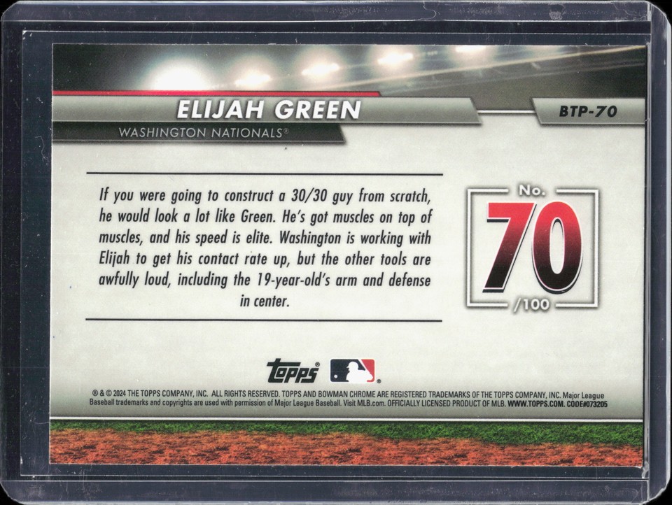 2024 Bowman #BTP-70 Elijah Green Bowman Scouts' Top 100 | eBay