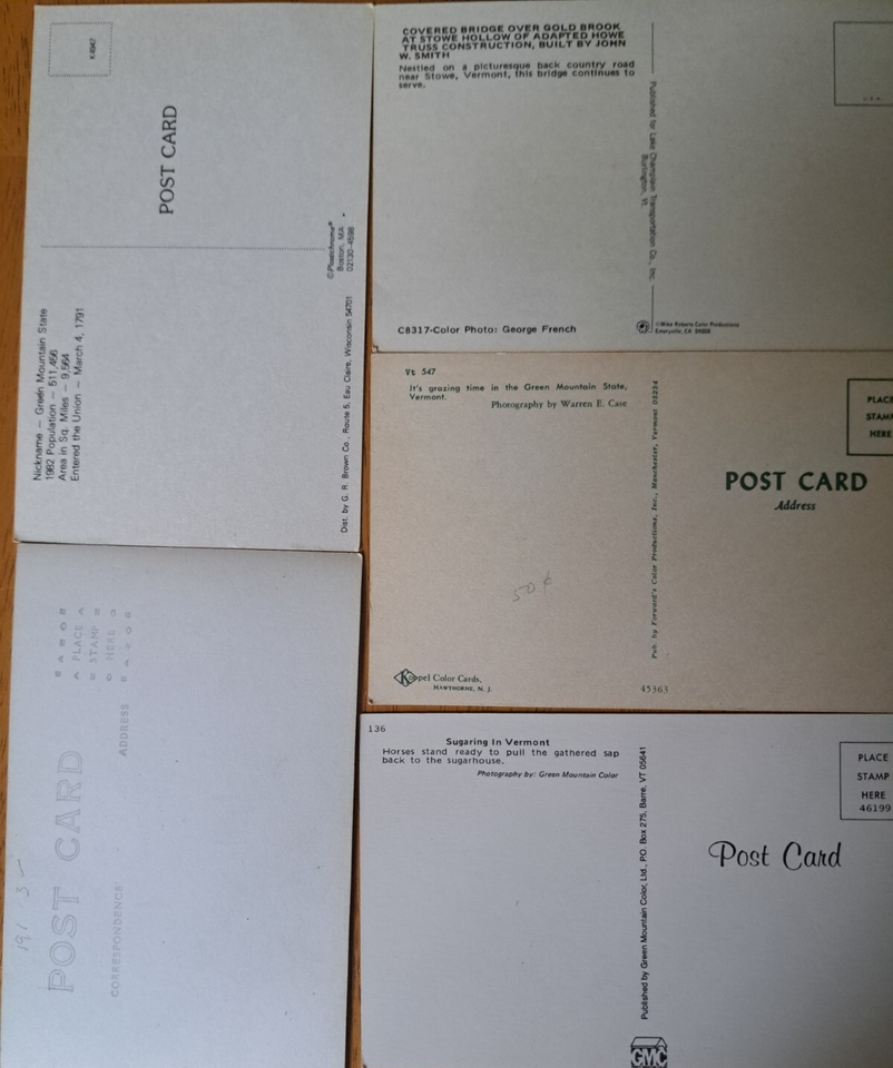 LOT of 5 STATE OF VERMONT Map, State Views Etc. Old VT Postcards | eBay
