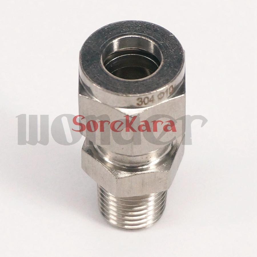 M10x1mm Metric Male 304 SS Pipe Compression fitting 10mm Tube Connector ...