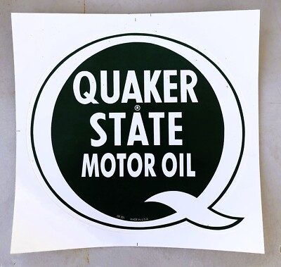 VINTAGE EXTRA LARGE QUAKER STATE MOTOR OIL DECAL STICKER 8" X 8 1/2 ...