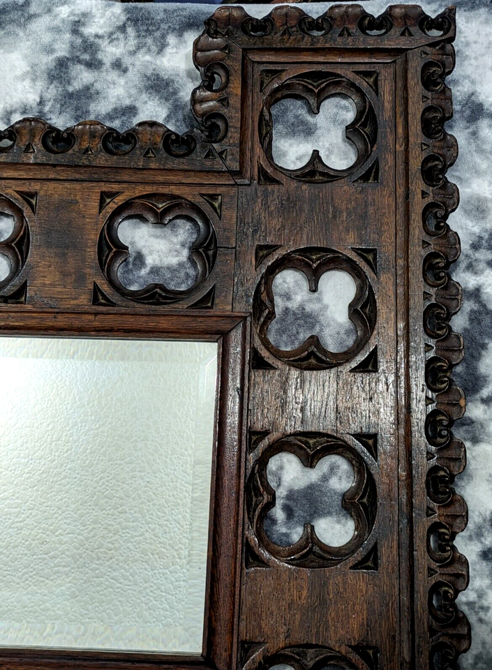 15th Century Gothic Carved Oak Wood Quatrefoil Tracery Panel Antique ...