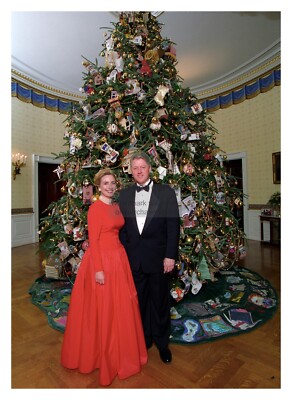 BILL & HILLARY CLINTON PRESIDENT CHRISTMAS TREE 5X7 PHOTOGRAPH REPRINT ...