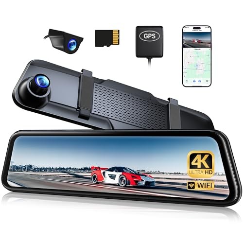 Pelsee P12 Plus 4K Mirror Dash Cam 12 Dual ADAS BSD GPS 64GB WDR Night ...