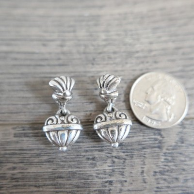 Brighton Vintage Silver Post Earrings Dangle scroll Heart !!! | eBay