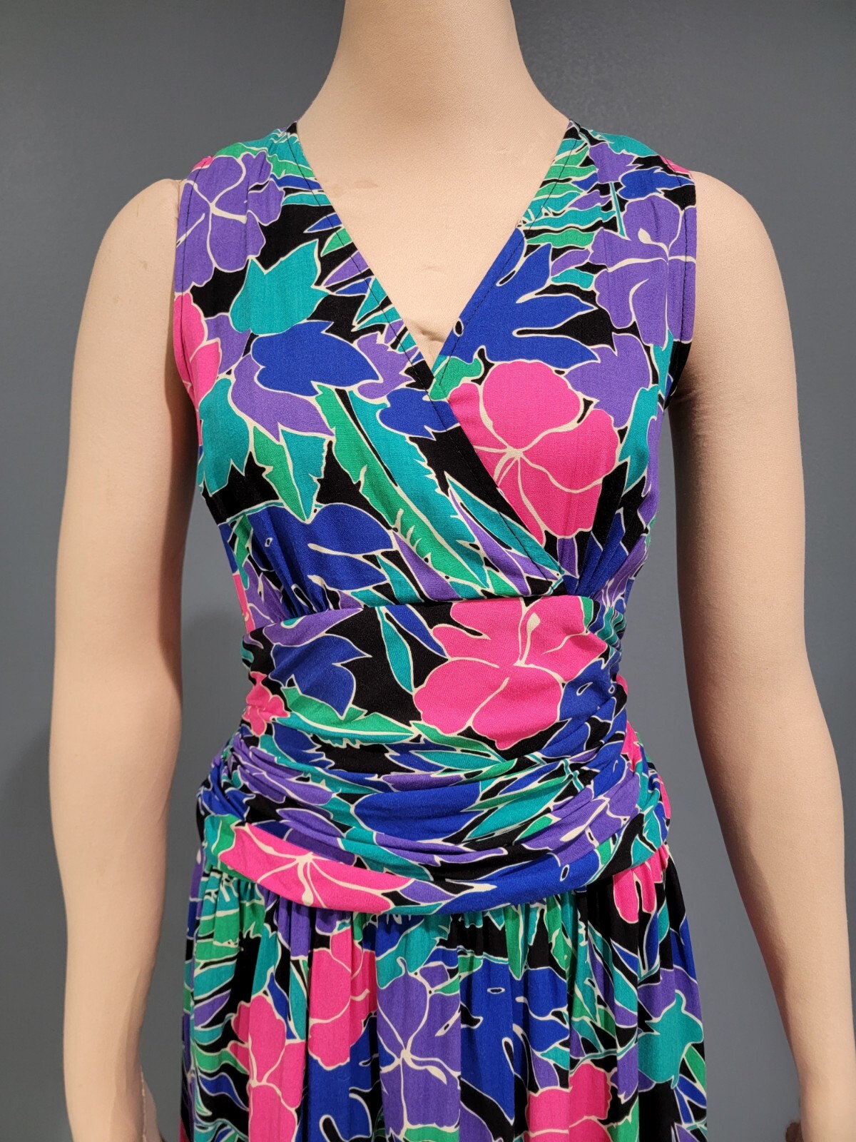 Vintage JANE SINGER Petites floral fit flare midi dre… - Gem