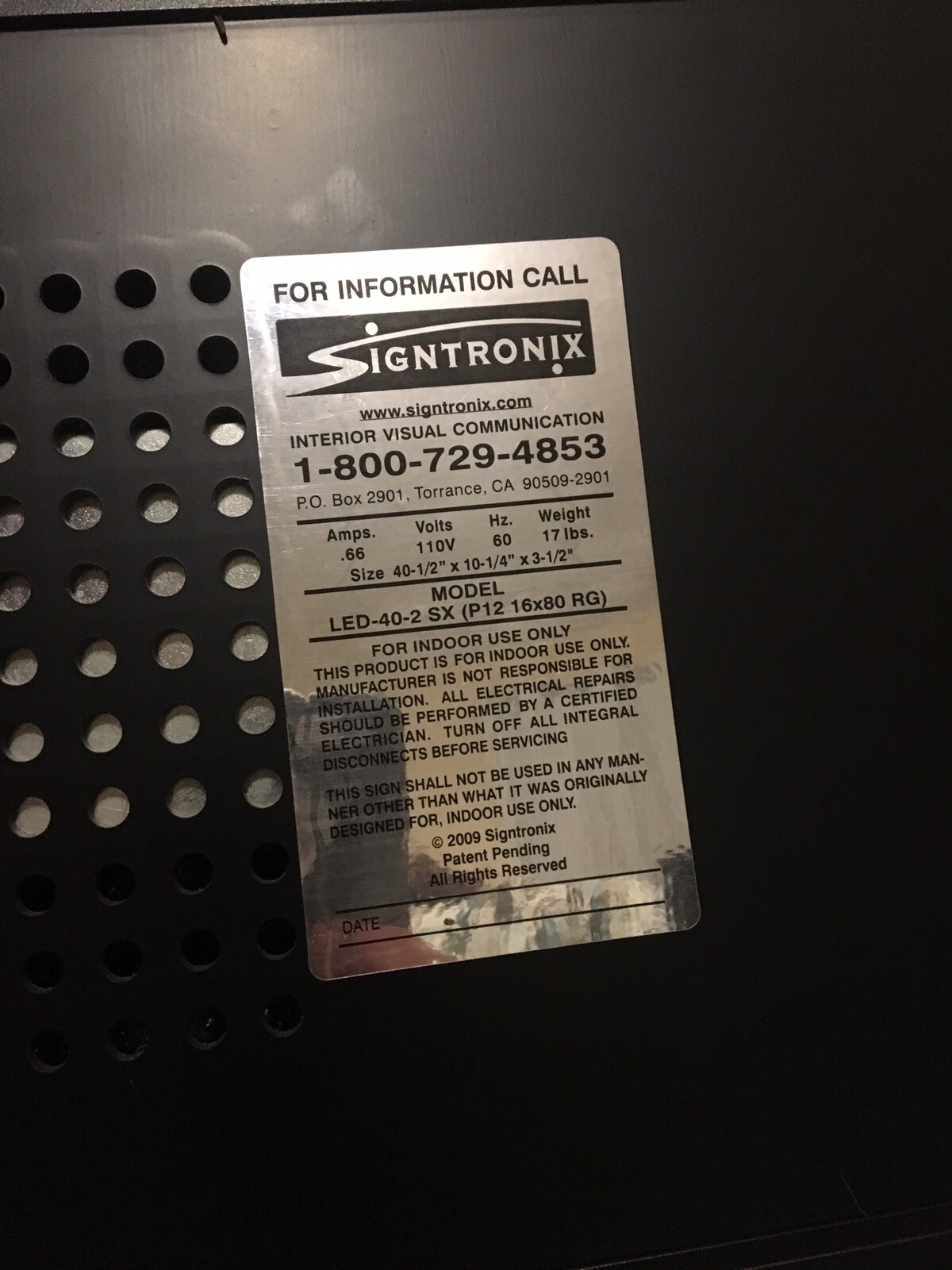 Signtronix LED Indoor Sign 16x80 LED-40-2-SX With Guru Media Software ...