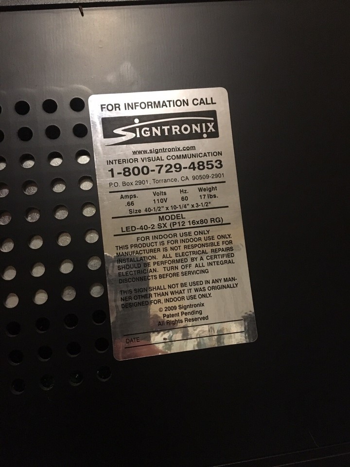 Signtronix LED Indoor Sign 16x80 LED-40-2-SX With Guru Media Software ...