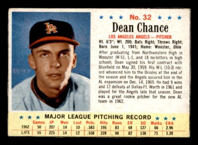 1963 Post Baseball #32 Dean Chance VG *e2 | eBay