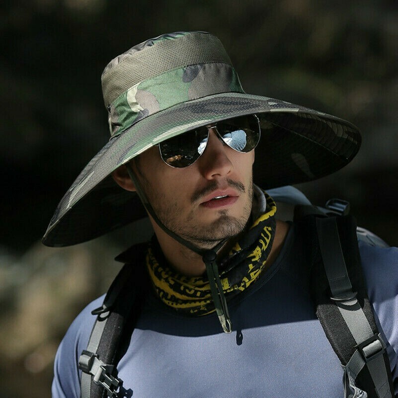 Brim Boonie Hat UPF 50+ Mesh Bucket Outdoor Caps Tactical Camo 15CM ...