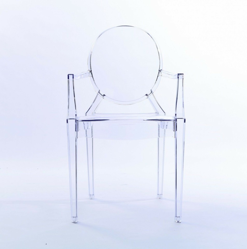 Niches ' Louis' Carver Transparent Ghost Chair Clear Dressing Arm ...