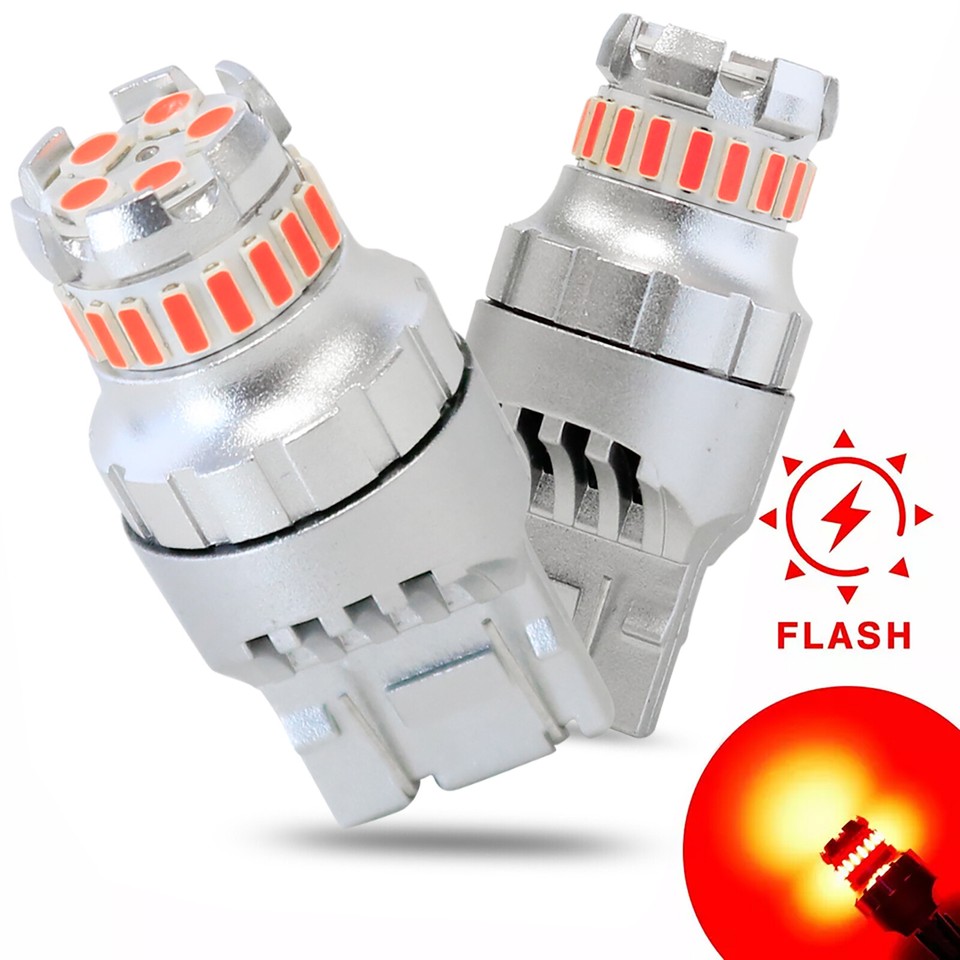 7443 7440 LED Red Strobe Flash Blinking Brake Stop Tail Parking Light ...