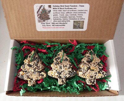Mini Christmas Trees Birdseed Feeders Ornaments Wreaths - 3 boxed ...