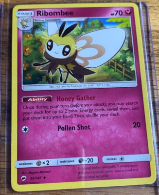 Ribombee 96/147 - Lightly Played - Burning Shadows Sun Moon Pokemon ...