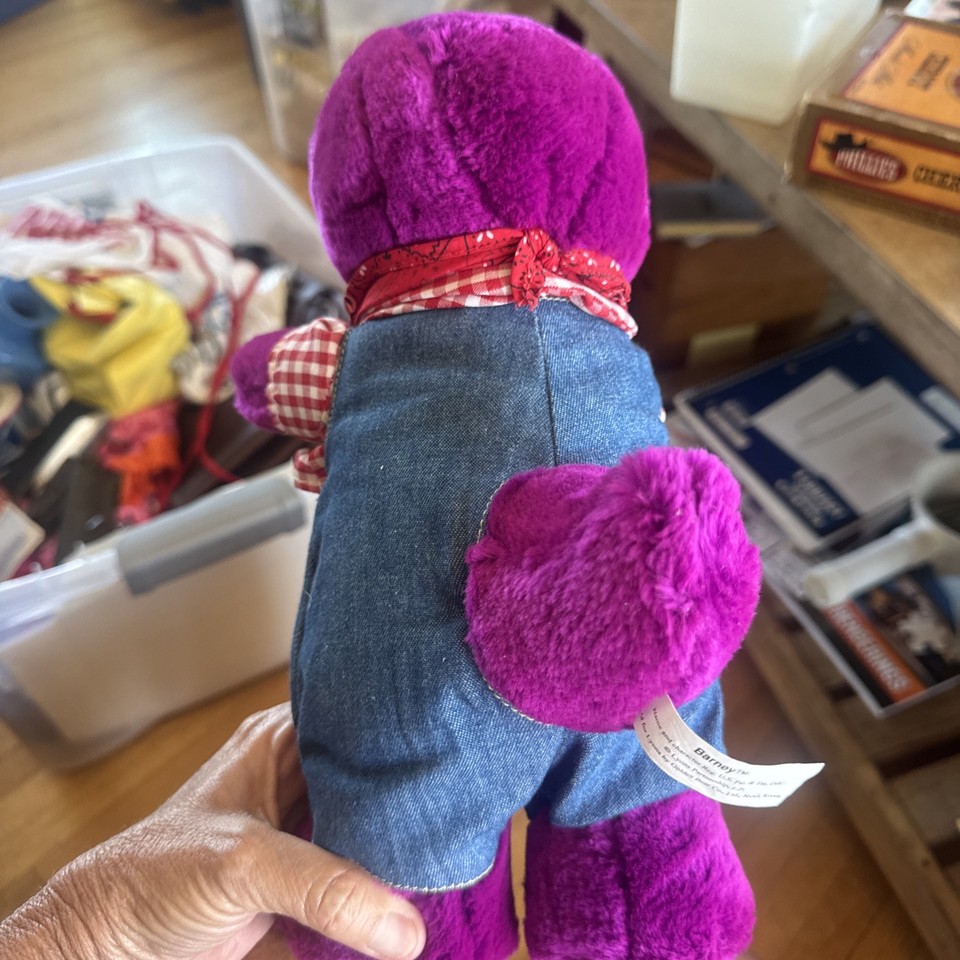 Barney the Dinosaur Plush Vintage Farmer Overalls with Horse 90s 12 ...