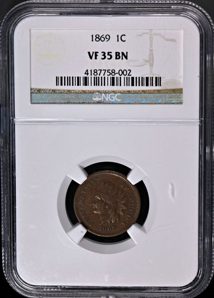 1869 Indian Cent NGC VF35 BN Superb Eye Appeal Strong Strike | eBay