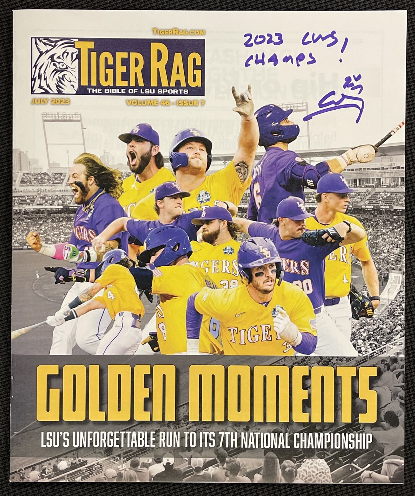 CADE BELOSO AUTOGRAPHED TIGER RAG MAGAZINE LSU TIGERS W/COA 2023 CWS ...