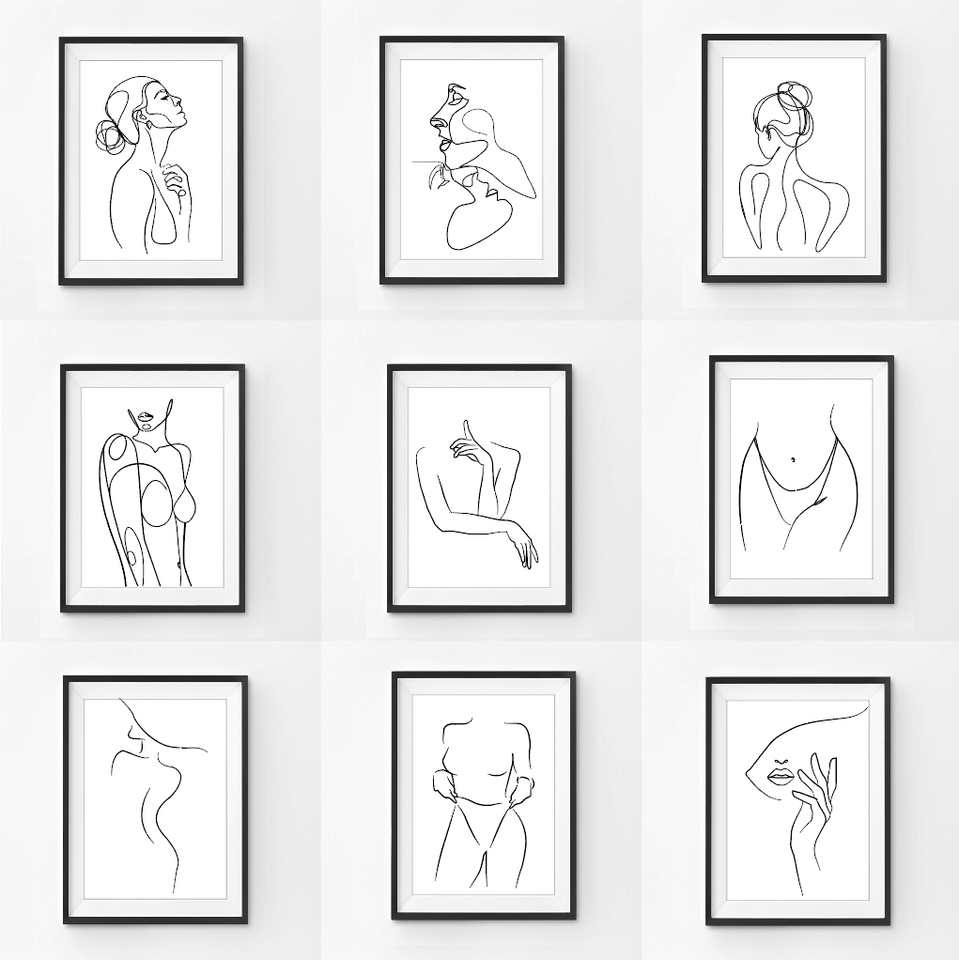 One Line Prints Modern Wall Art Minimalist Design Fashion Stylish ...