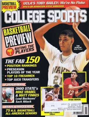 ORIGINAL Vintage 1995 College Sports Magazine Tim Duncan Wake Forest ...