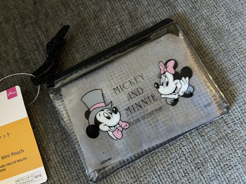 Disney Minnie Mouse Mesh Mini Flat Pouch Zipper Mickey Disneyland ...