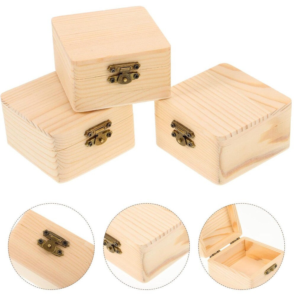 Wooden Wooden Storage Box Natural Small Wooden Square Box Pine Jewelry ...